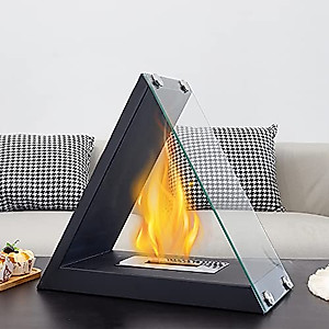 NEWIMAGE Tabletop Fire Pit, Fire Bowl 14.5" H Portable Tabletop Fireplace Clean Burning Bio Ethanol Ventless Fireplace for Indoor Outdoor Patio Parties Events（Triangles）