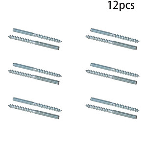 M6x80mm Zinc Plated Carbon Steel Double Headed Hanger Bolts 3.15 inch Length Self Tapping Screw for Furniture Installation Silver Blue Tone 12Pcs, (Bettomshin)