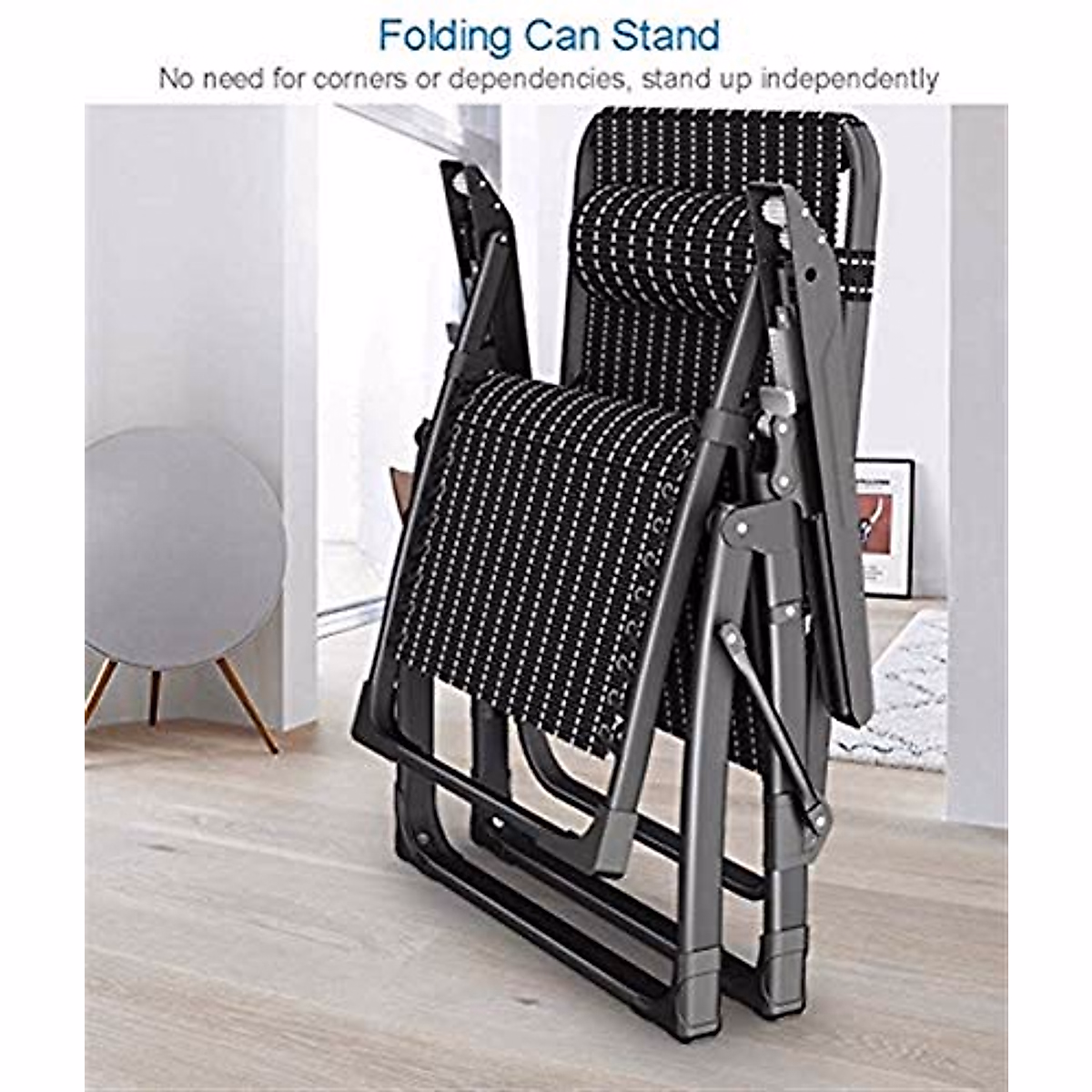 HOUKAI Household Stools Office Desk Chair Zero Gravity Patio Loungers Folding Camping Recliner Chair Sun Loungers Lawn Outdoor Office Beach Portable Garden Chair Supports 200Kg Black Very Practical