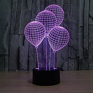 MOLLY HIESON 3D Balloon Ball Night Light Table Desk Optical Illusion Lamps 7 Color Changing Lights LED Table Lamp Xmas Home Love Birthday Children Kids Decor Toy Gift