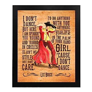 Lee Brice - I Don’t Dance Here Song Lyric Wall Art, This Ready to Frame Music Poster Print is Good For Music Room, Office, Studio, And Man Cave Room Decor, Unframed - 8X10"
