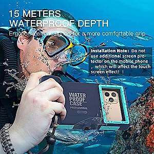 Nisso Professional Snorkeling Underwater Phone case Swimming Diving Case Photo Video Waterproof Protective Housing for Galaxy and iPhone Series Smartphones with Lanyard (Black-Blue)