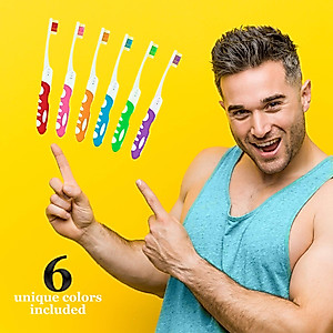 Bulk Travel Toothbrushes, Individually Wrapped Portable Toothbrush, Manual Disposable Travel Toothbrush Set for Adults, Medium Soft Large Head, Multi Color Travel Toothbrush Kit (50 Pack-Medium)