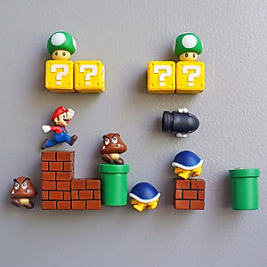 BeautySha 39 Pieces of 3D Mario Fridge Magnets Sets for Home Room Decor Decorative Refrigerator Fun School Office Whiteboard Christmas Magnet (39pcs)