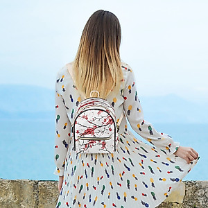 Japan Cherry Blossoms Mini Backpack Purse for Women, Cherry Blossoms Flowers Leather Small Backpack Casual Travel Daypacks Shoulder Bag for Girls Teen