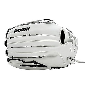 Worth | Freedom Series Slowpitch Softball Glove | 15 Inch | White/Black | Right Hand Throw