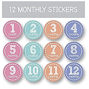 Baby Monthly Stickers Girl Milestone Month - Newborn Infant Shower Gift Keepsake (Set of 36)