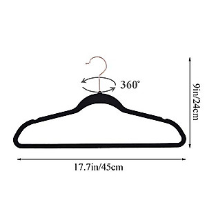 VECELO Premium Velvet Clothes Hangers Suit Heavy Duty (100 Pack)-Non Slip & Space-Saving with 12 Finger Clips & 2Tie Rack Excellent for Men and Women,Black
