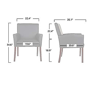 Amazon Basics Classic Reception Office Chair with Mahogany Wood Finish Legs - Black