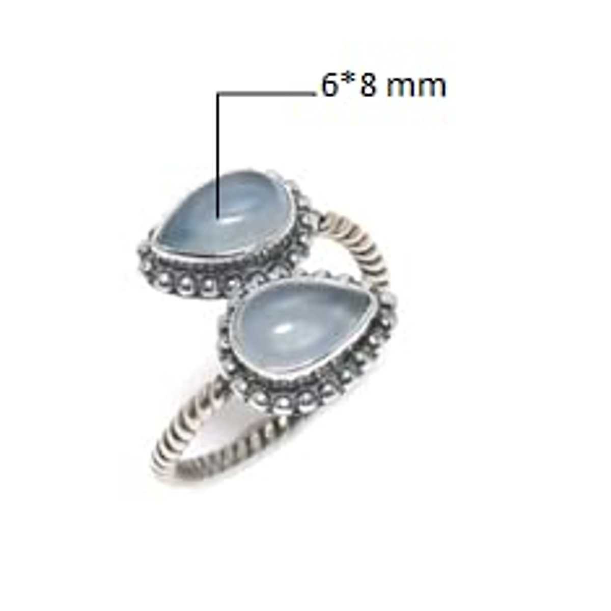 AUDRIELLE 925 Sterling Silver Ring, Aquamarine Pear Shape Handmade Gemstone, Adjustable