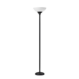 Adesso 7506-01 Glenn 300W Torchiere, 71 in, 2 x 150 W Incandescent/equiv. LED, Black, 1 Floor Lamp