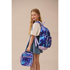 Choco Mocha Galaxy Backpack for Girls Travel School Backpack 17 Inch, Purple