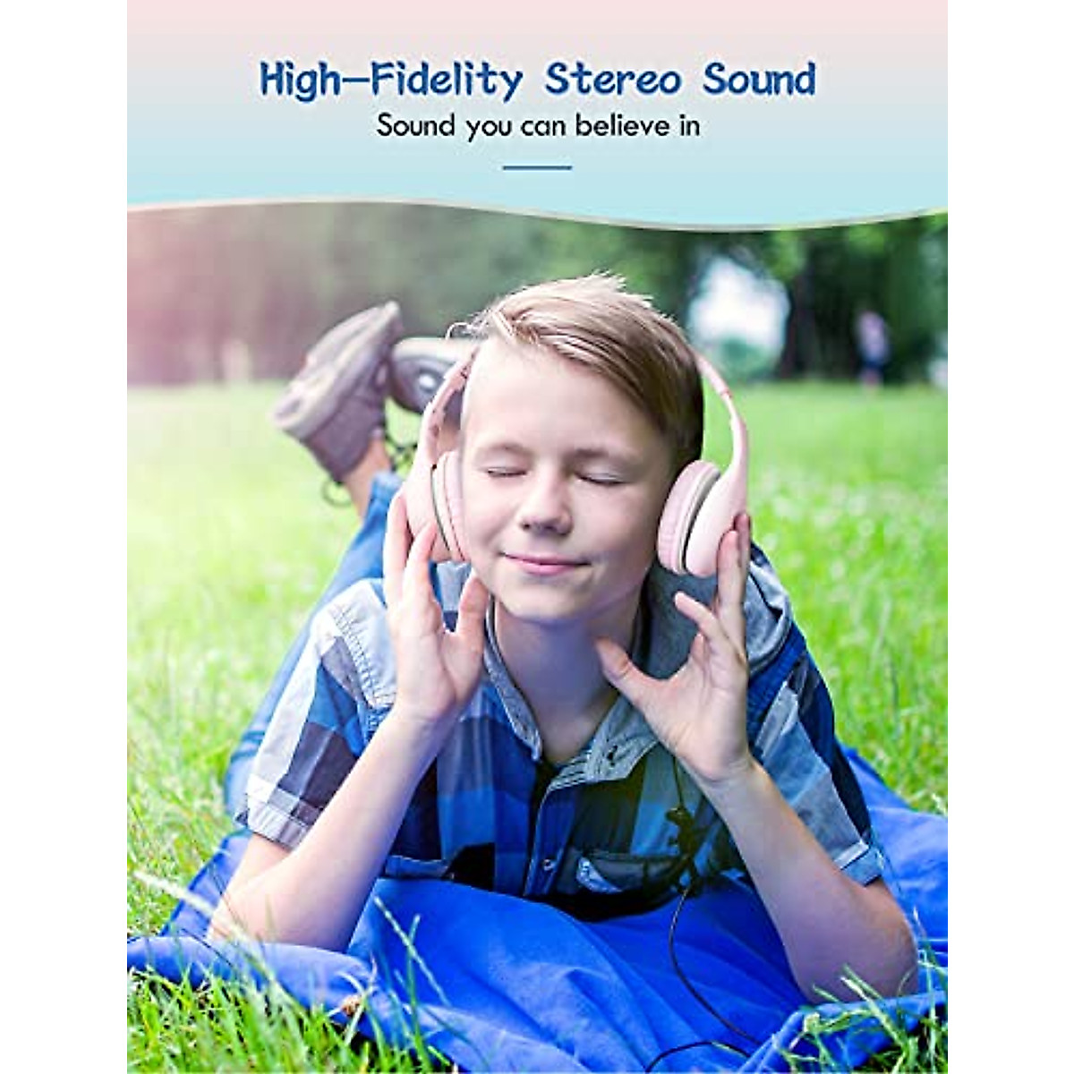 Neesolo Kids Wireless Headphones, Kids Headphones Girls with Microphone, Wireless 5.0 Stereo Sound Kids Headset for School, Comfort-Fit Over Ear Children Headphones for iPad Tablet Home School