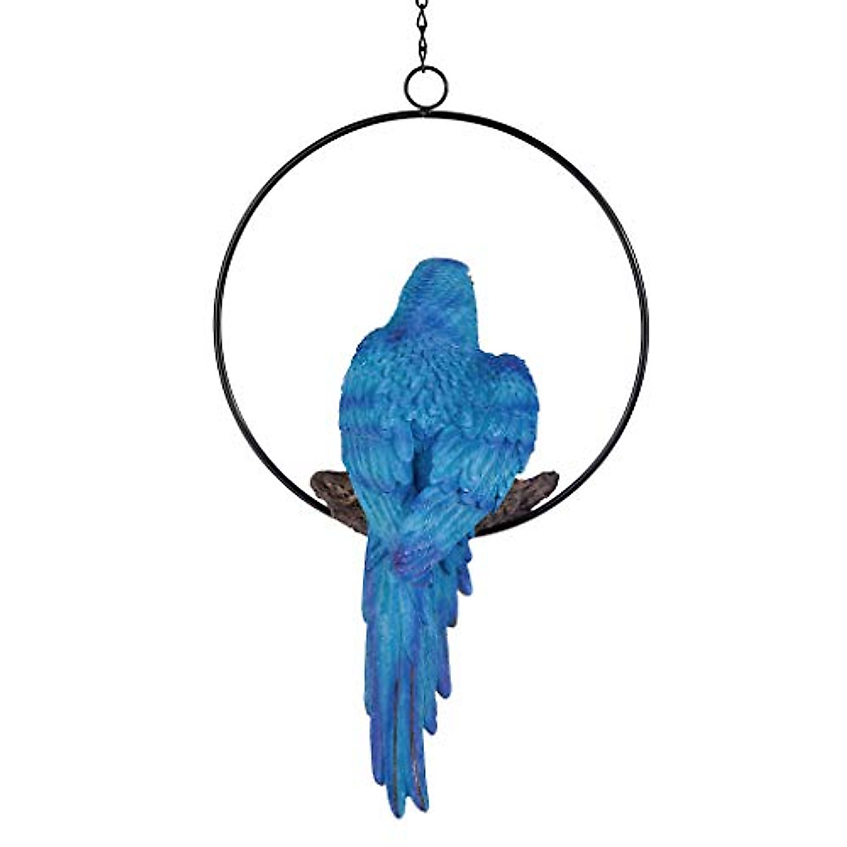 Design Toscano Polly in Paradise Parrot Hanging Bird Ring Perch Statue, Medium, Full Color Finish