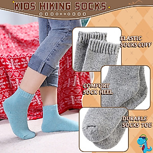 Kids Merino Wool Socks Boys Girls Hiking Boot Winter Thermal Warm Cozy Soft Toddler Thick Crew Socks 6 Pairs (6 Pairs Solid Color B, 4-7 Years)