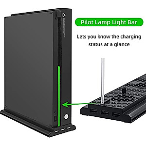 Mcbazel Vertical Cooling Stand for Xbox One X, Cooling Fan Stand with 3 USB Ports and Light Bar Compatible with Xbox One X Console Only - Black