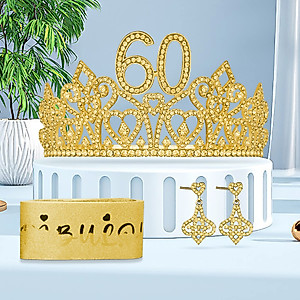 60th Birthday Gift for Her,60 and Fabulous,60th Bday Tiara and Sash,60th Birthday Crown,60th Birthday Sash,Gift for 60 Year Old Woman,60th Birthday Party Supplies,60th Birthday Decoration for Women