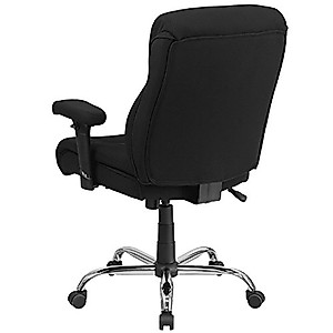 Flash Furniture HERCULES Series Big & Tall 400 lb. Rated Black Fabric Ergonomic Task Office Chair with Line Stitching and Adjustable Arms