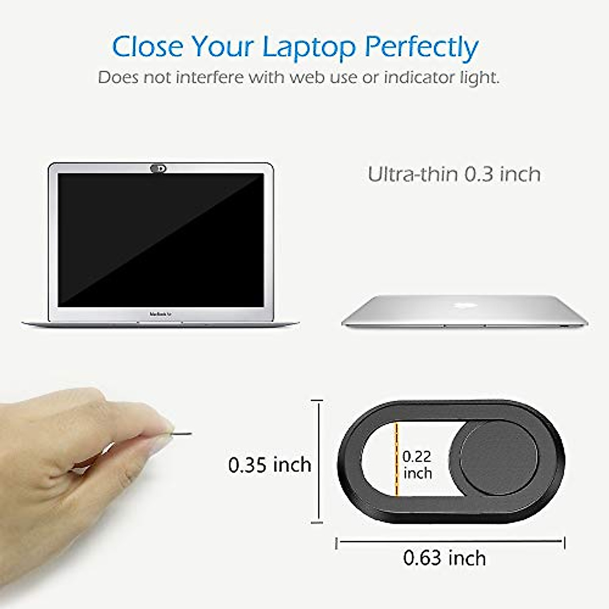 CloudValley Webcam Cover 3-Pack, 2020 Updated Laptop Camera Cover Slide, Horizontal Slide, Webcam Covers for MacBook Pro, MacBook Air, Laptop, iMac, iPad