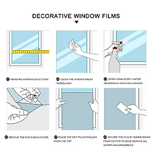 DKTIE Flower Series Stained Glass Window Film with Installation Kit, Decorative Window Privacy Film Sun Blocking Heat Control Static Cling Window Film Frosted Glass Film (A, 17.7 x 78.7 Inch)