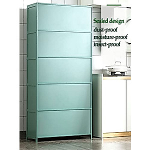 CARVPUMS Kitchen Cabinet Storage Pantry Cabinet Garage Shelf Closet Locker Organizer 5-Tier with Door Bamboo 68'' Bookcase Large Space Hutch