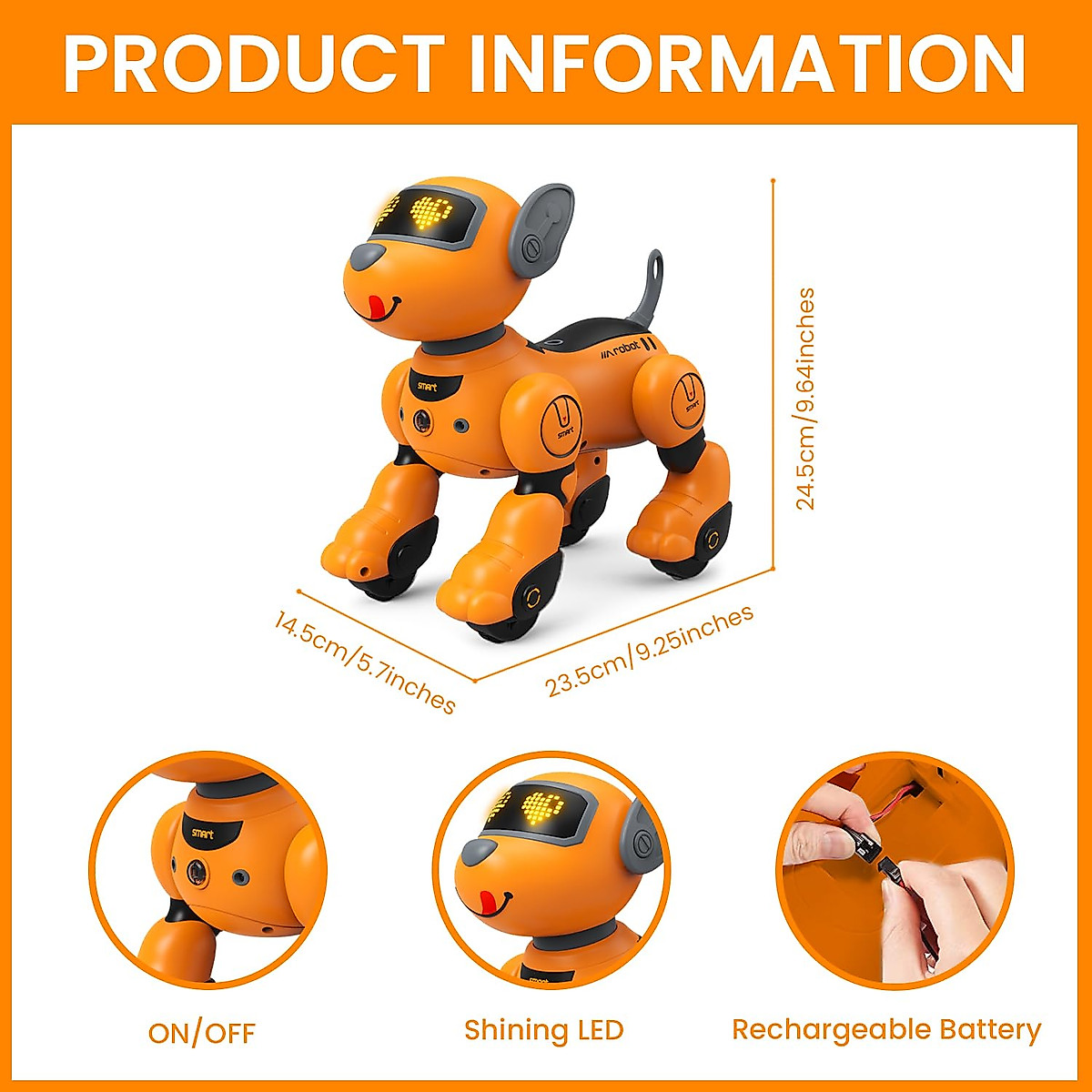 FUUY Robot Dog Toys for Kids Ages 4-7 Year Old Interactive Robo Dog Toy FollowMe RC Robot Toys Intelligent Remote Control Dog with Sing Dance Programmable Design Robotics Pets Birthday Gifts Boy Girl