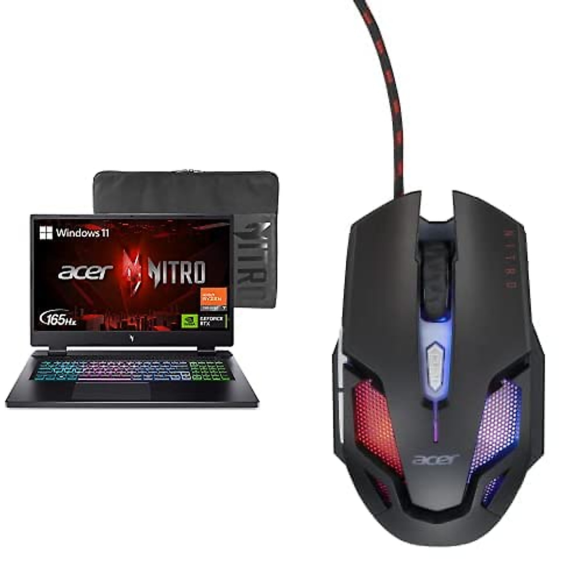 Acer Nitro 17 Gaming Laptop | Ryzen 7 7735HS | RTX 4050 | 17.3" FHD 165Hz IPS Display | 16GB DDR5 | 1TB Gen 4 SSD | Wi-Fi 6E | AN17-41-R8N5 Nitro Gaming Mouse III: 6D Optical Gaming Mouse