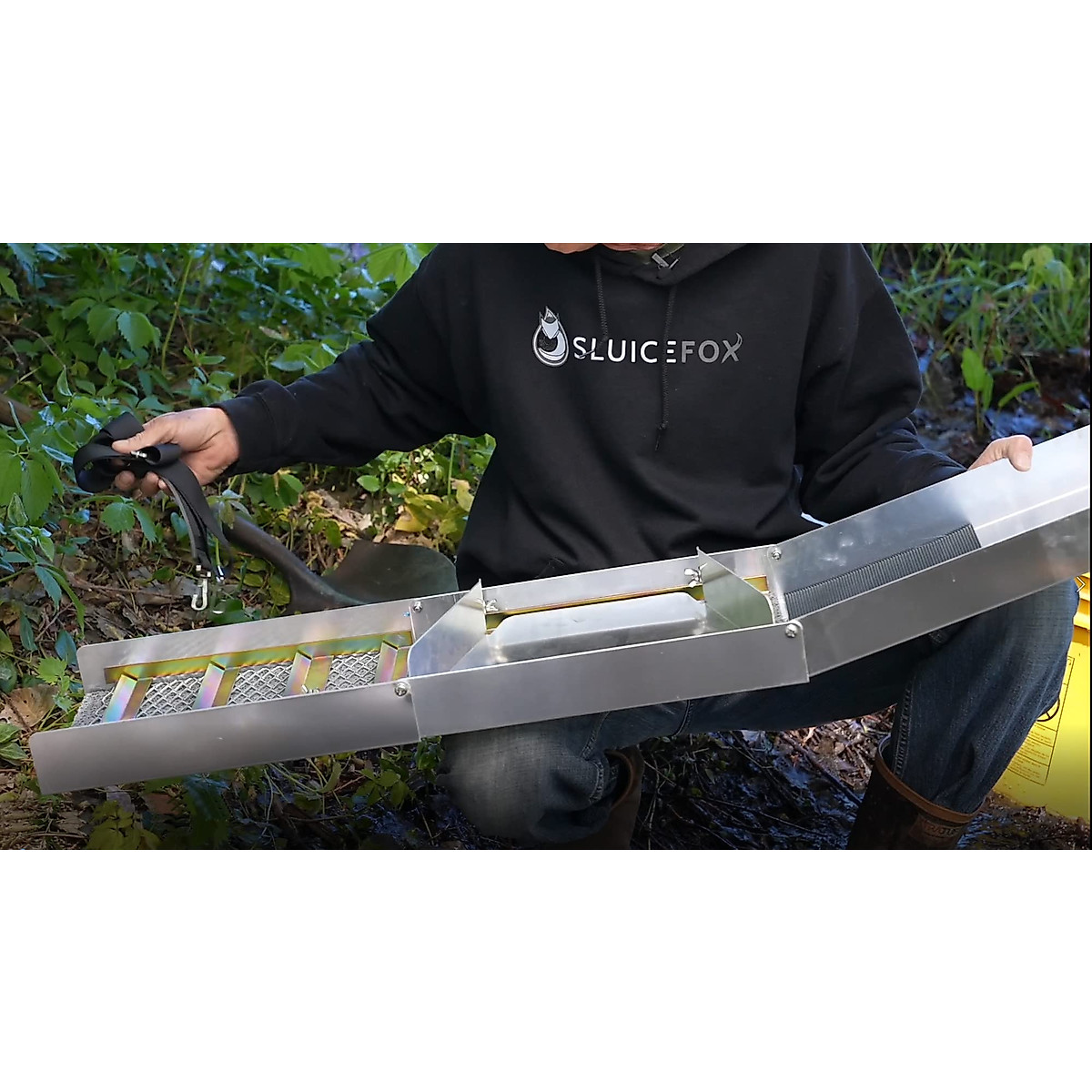 Complete Gold Mining Kit; Folding 50 inch Gold Sluice Box; Gold Prospecting Equipment; Rock Pick Hammer; Gold Classifiers; Pay Dirt Scoop; Crevice Tools and More