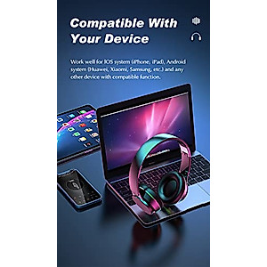 Bluetooth Headphones V5.1 with Mic, Wireless Headsets with Active Noise Canceling, Over-Ear ANC Stereo Headphones for Cell Phones Laptop Computer (Black)