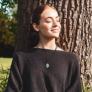 COAI Green Aventurine Stone Amulet Nine Tailed Fox Pendant Necklace for Women Girls