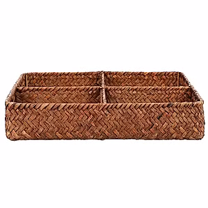 Cabilock 1pc Coffee Table Storage Basket Desktop Storage Basket Practical Storage Basket Compartment Storage Basket Storage Woven Basket Tea Table Storage Basket Storage Organizing Basket
