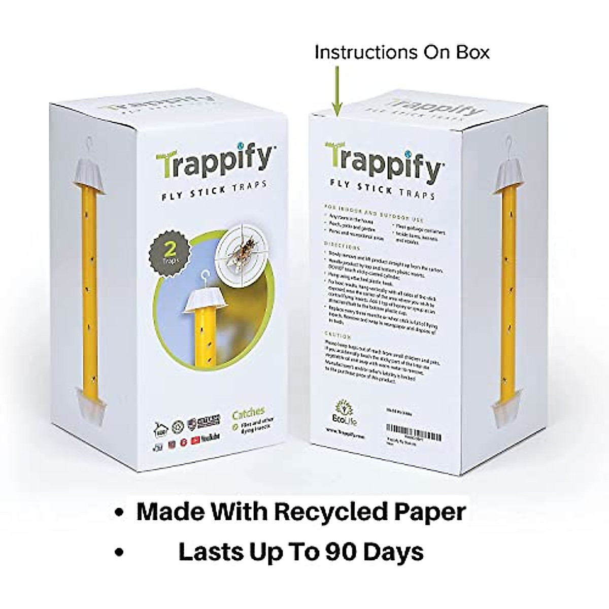 Trappify Hanging Fly Traps Outdoor: Fruit Fly Traps for Indoors | Fly Catcher, Gnat, Mosquito, & Flying Insect Catchers for Inside Home - Disposable Sticky Fly Trap for Indoor House Pest Control (2)