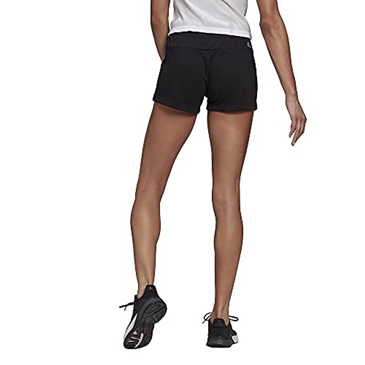 adidas Women's Essentials Slim Logo Shorts, Core Black/White, Medium