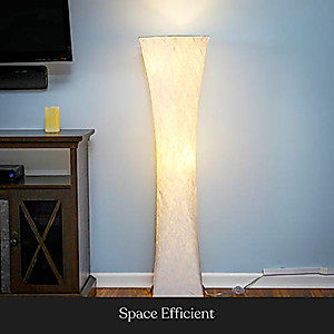 Brightech Harmony Contemporary Lamp for Boho Living Rooms & Offices, LED Floor Lamp for Bedrooms, Tall Lamp with Heavy Base, Mid-Century Modern Standing Lamp for Great Living Room Décor – White Shade