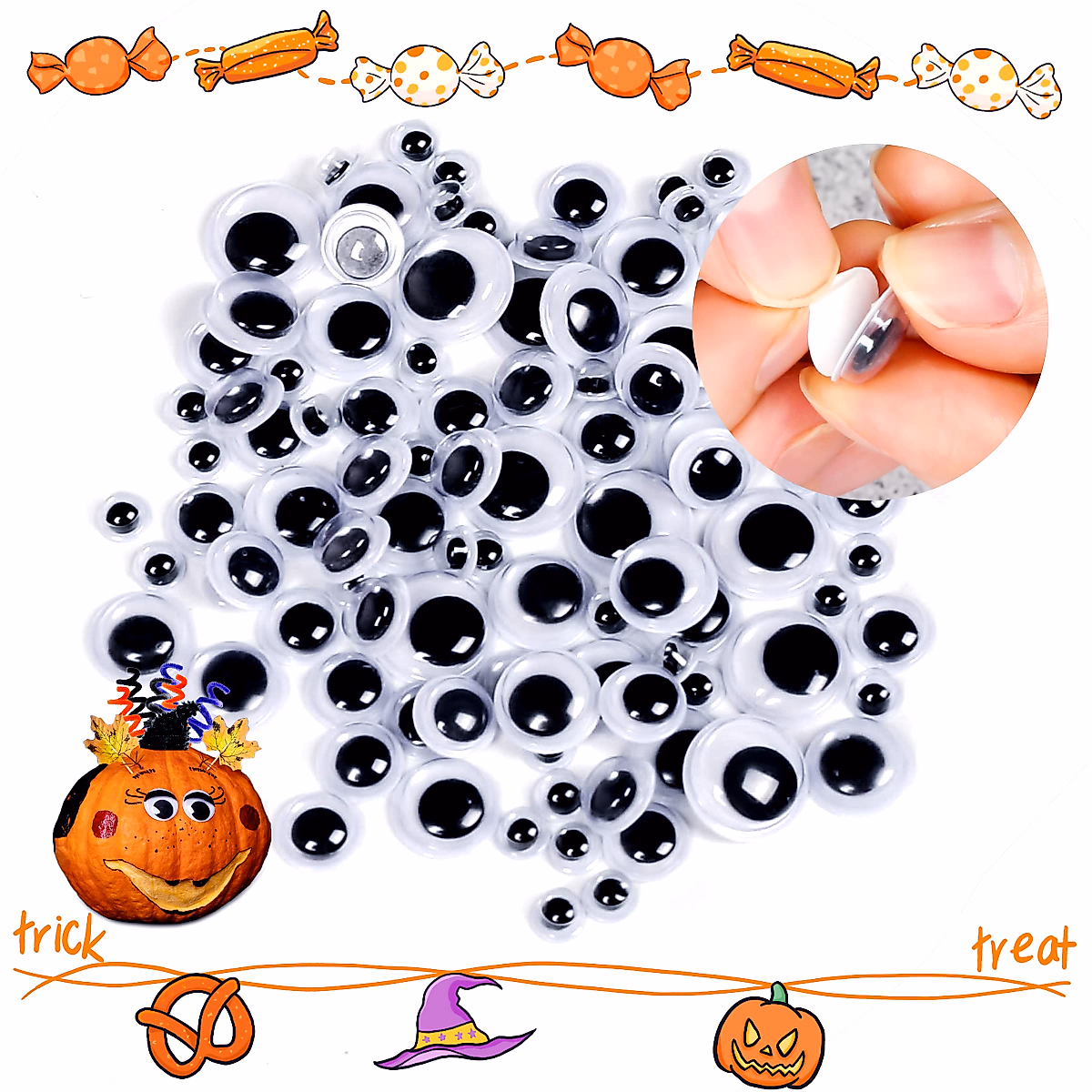 Halloween Pipe Cleaners,420 Pcs Halloween Pipe Cleaners Craft Set Including 320Pcs Pipe Cleaners &100Pcs Wiggle Googly Eyes Self Adhesive for Home&School DIY Art Crafts Daily or Halloween Decoration