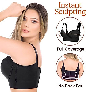 miscloder Women's Filifit Sculpting Uplift Bra Fashion Deep Cup Bra Full Back Coverage Hide Fat Smooth Bra Push Up Sports Bra (b, Black, 38B)