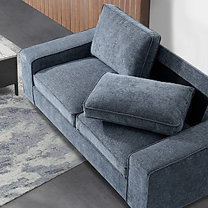 LEISLAND 71.25" Modern Sofas for Living Room, Small Sofas Couches for Small Spaces, Chenille Loveseat Couch with Solid Wood, Metal, Square Arm and Removable Cover/Easy to Install(Blue)