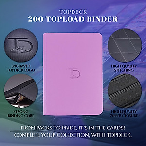 TopDeck TopLoader Binder | Holds 200+ Toploaders Hard Cases | 9 Pocket Trading Cards Album | Long Term Storage Binder | Side Load Sleeves | MTG/Yugioh/TCG Folder | Trading & Sports Holder (Purple)