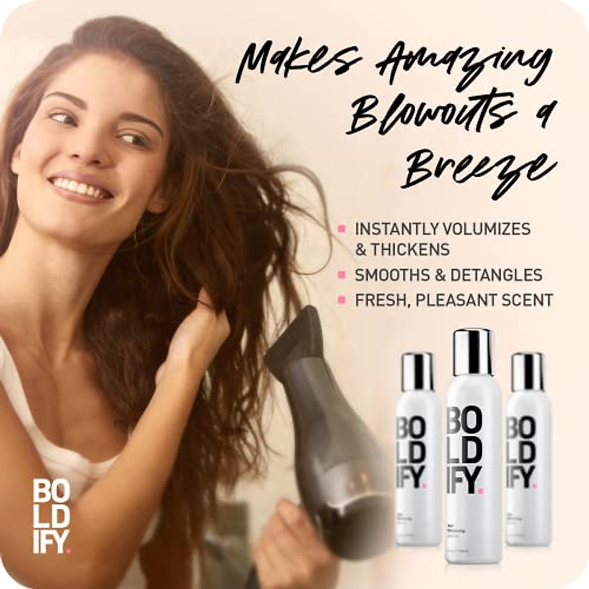 Boldify Hair Thickening Serum - Best Hair Thickening Products for Women & Men, Instant Hair Thickener - Natural 3-in-1 Hair Volumizer for Fine Hair, Conditioner, & Plumping Blow Dryer Treatment - 4oz