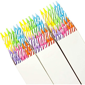 BLUE PANDA - 154-Piece Candles Number 0-9 Rainbow Stripes Birthday Cake Numeral Topper Decorations with Holders for Party Decor