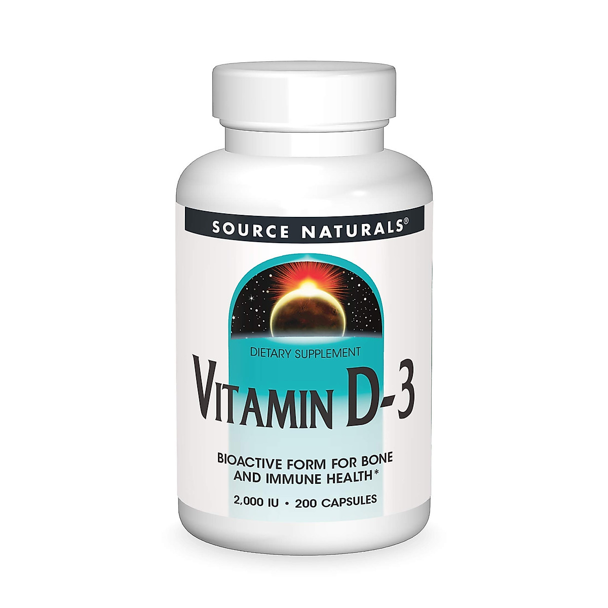Source Naturals Vitamin D-3, Bioactive form for Bone & Immune Health*, 2000 IU - 200 Capsules
