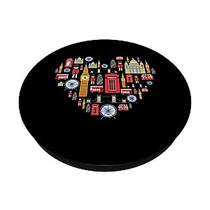 London Icons In Heart - London Souvenir PopSockets Swappable PopGrip