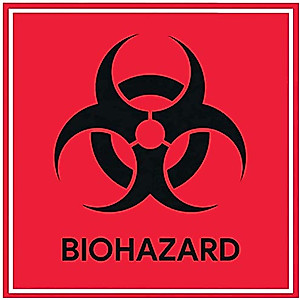 Biohazard Stickers Sign 4" X 4" Waterproof Biohazard Warning Label，Use for Hospitals and Industrial (20/Pack）