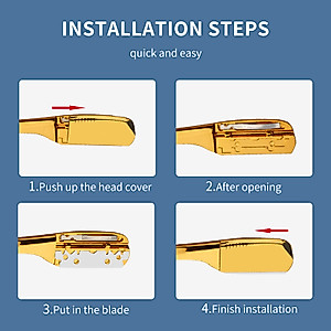 CestoMen Barber Straight Razor, Professional Straight Edge Razor, Stainless Steel Barber Single Blade Edge Razors for Men Close Shaving - Gold