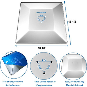 Top Hill Upgtaded Aluminum Patio Heater Reflector Shield (Square), 4 Sided Outdoor Heater Replacement Parts w/3 Pre-Drilled Holes, Universal Propane Patio Heater Parts for Energy Saving(18.5” x 18.5”)