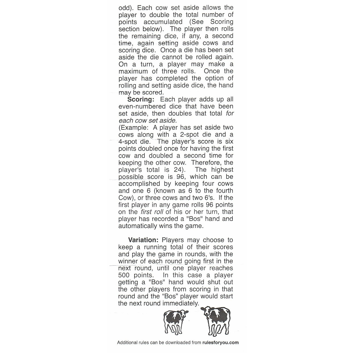 Koplow Games Cow Dice Game