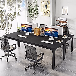 LITTLE TREE 78.7 Inches Extra Long Two Person Office Desk,Double Workstation for Home Office,Black