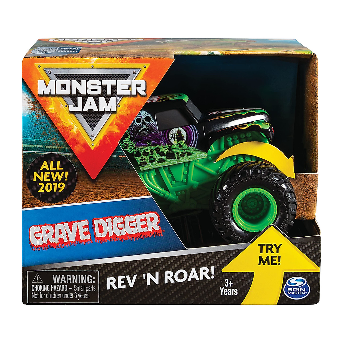 Monster Jam, Official Grave Digger Rev ‘N Roar Monster Truck, 1:43 Scale