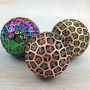 100 Sided Dice Metal Hollow D100 DND Dungeons and Dragons Gifts D&D RPG Polyhedral Games Dice Accessories Large Giant Pathfinder Roleplaying MTG Dice Bring a Black Leather Bag, red Copper