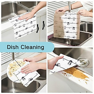 FRODOTGV Vector Pattern Cute Little Panda Microfiber Kitchen Dish Towels Countertop Tea Towel Kitchen Terry Dish Cloths Hand Towels for Kitchen